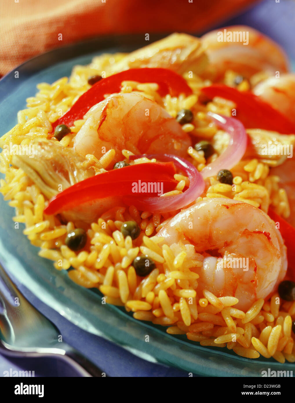 Close-up of shrimp over rice Stock Photo - Alamy