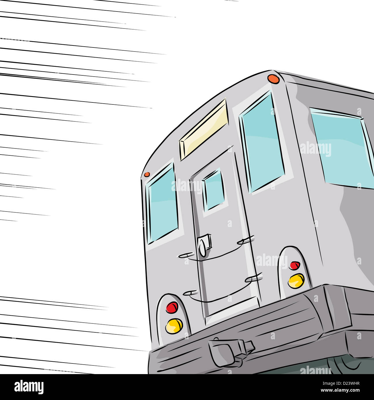 Fast moving public transit subway train over white background Stock ...