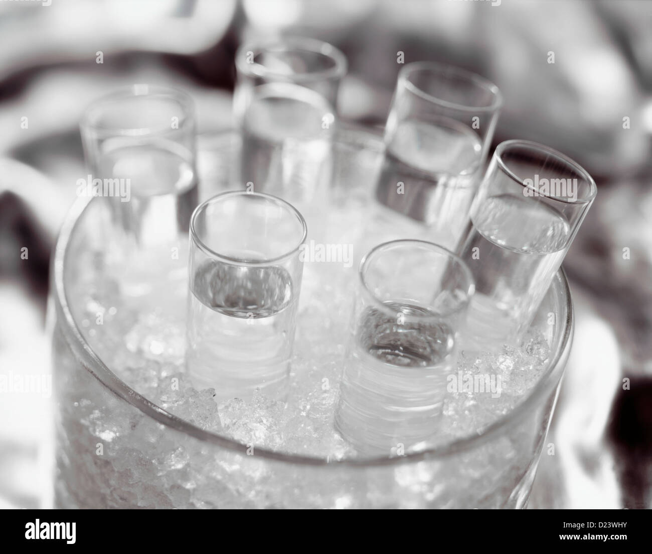 Chilled vodka shooters on ice Stock Photo - Alamy