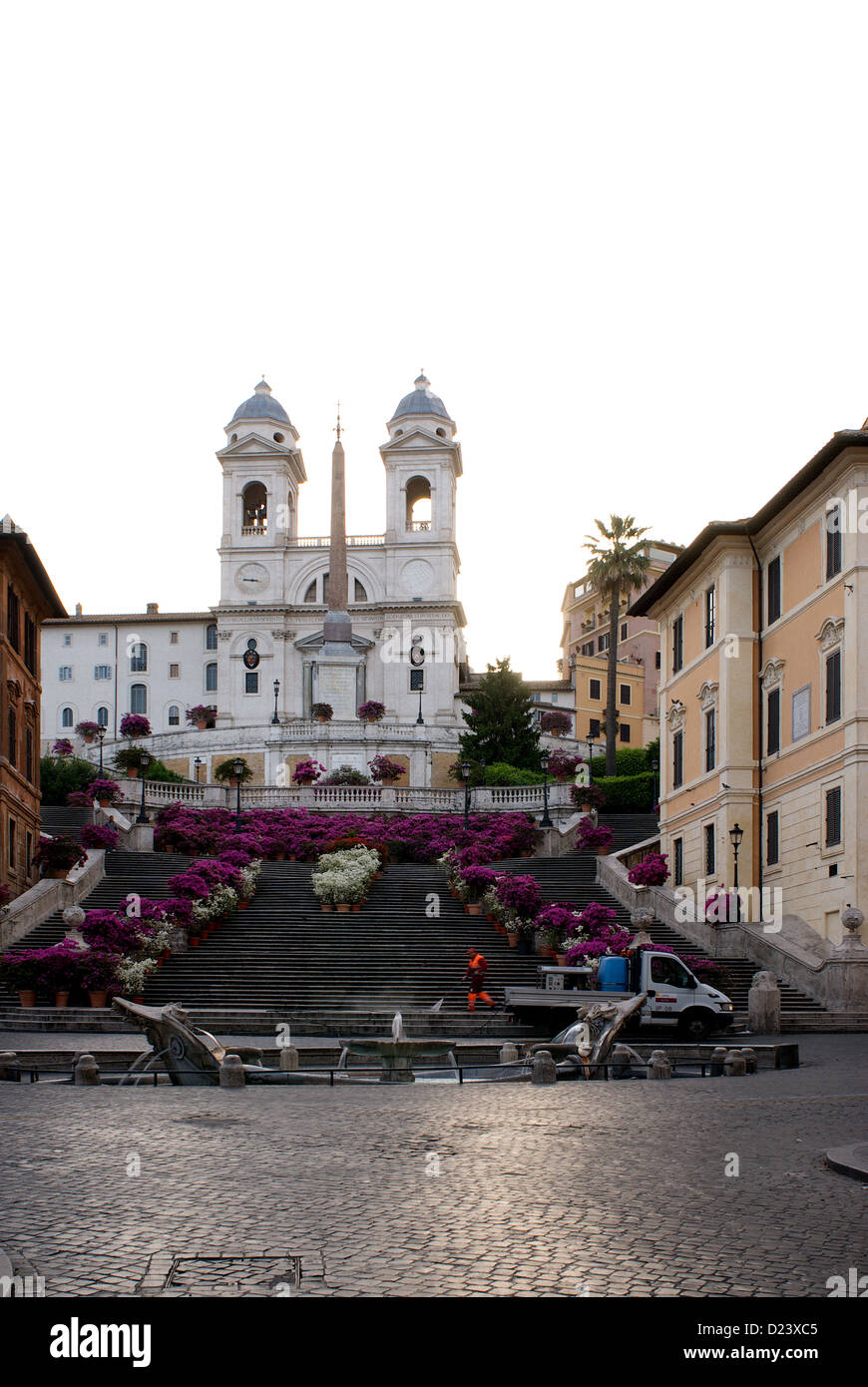 Rome, Italy, the Roman Trinita dei Monti church at the Spanish Steps ...