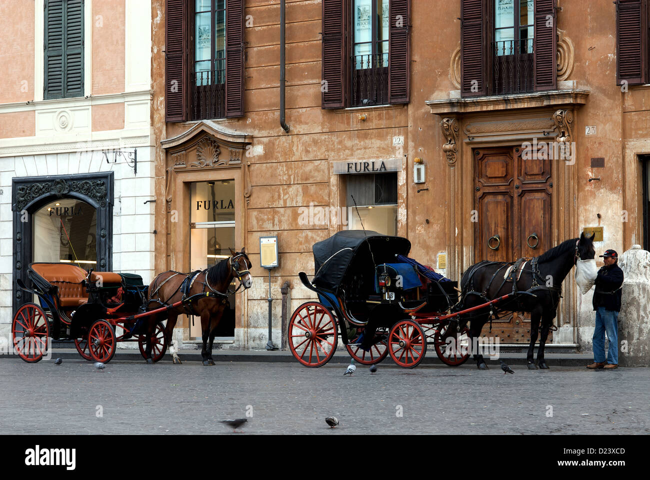 Rome, Italy, horse-drawn carriages on the Spanish Steps Stock Photo - Alamy