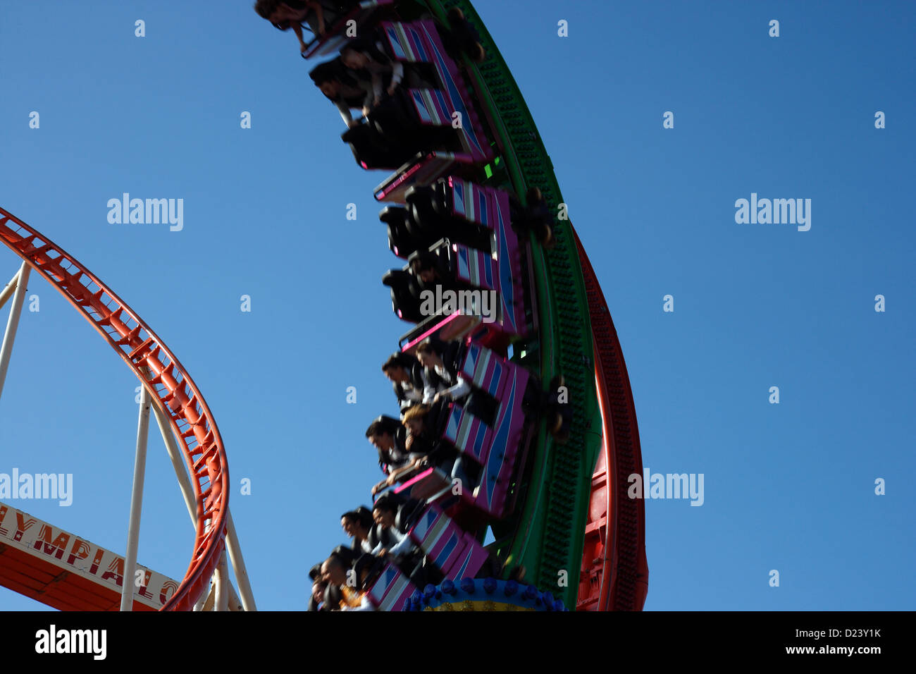 Hamburg, Germany, roller coaster on the funfair Stock Photo - Alamy