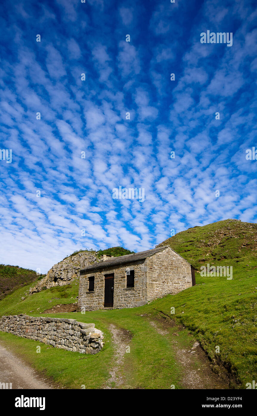 A small stone barn at the Old Gang lead mine in the Yorkshire Dales ...
