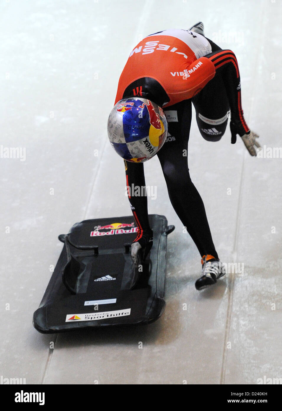 German skeleton pilot Anja Huber starts a run during the women's ...