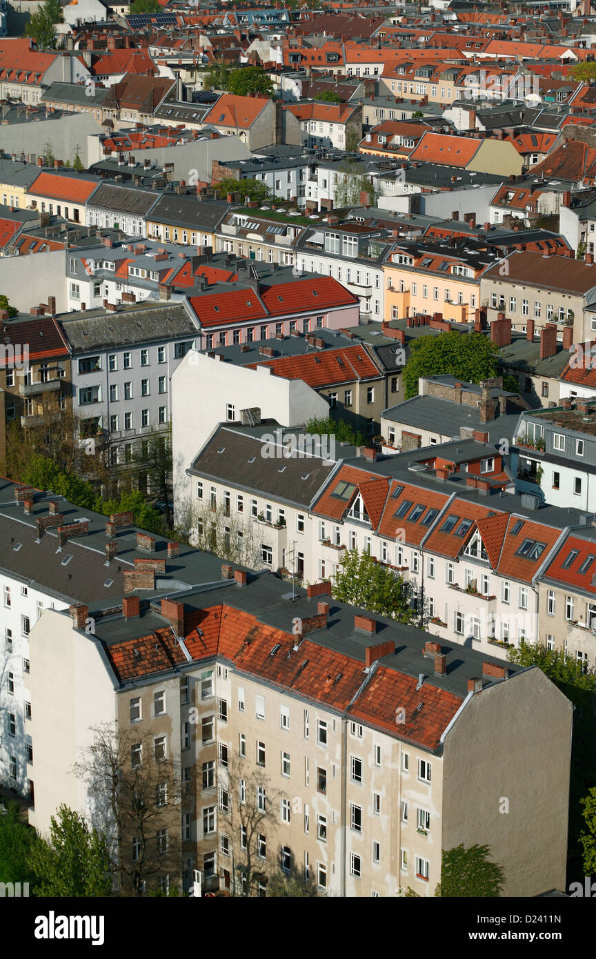 Berlin, Germany, roofs, and residential buildings in Hinterhoefe ...