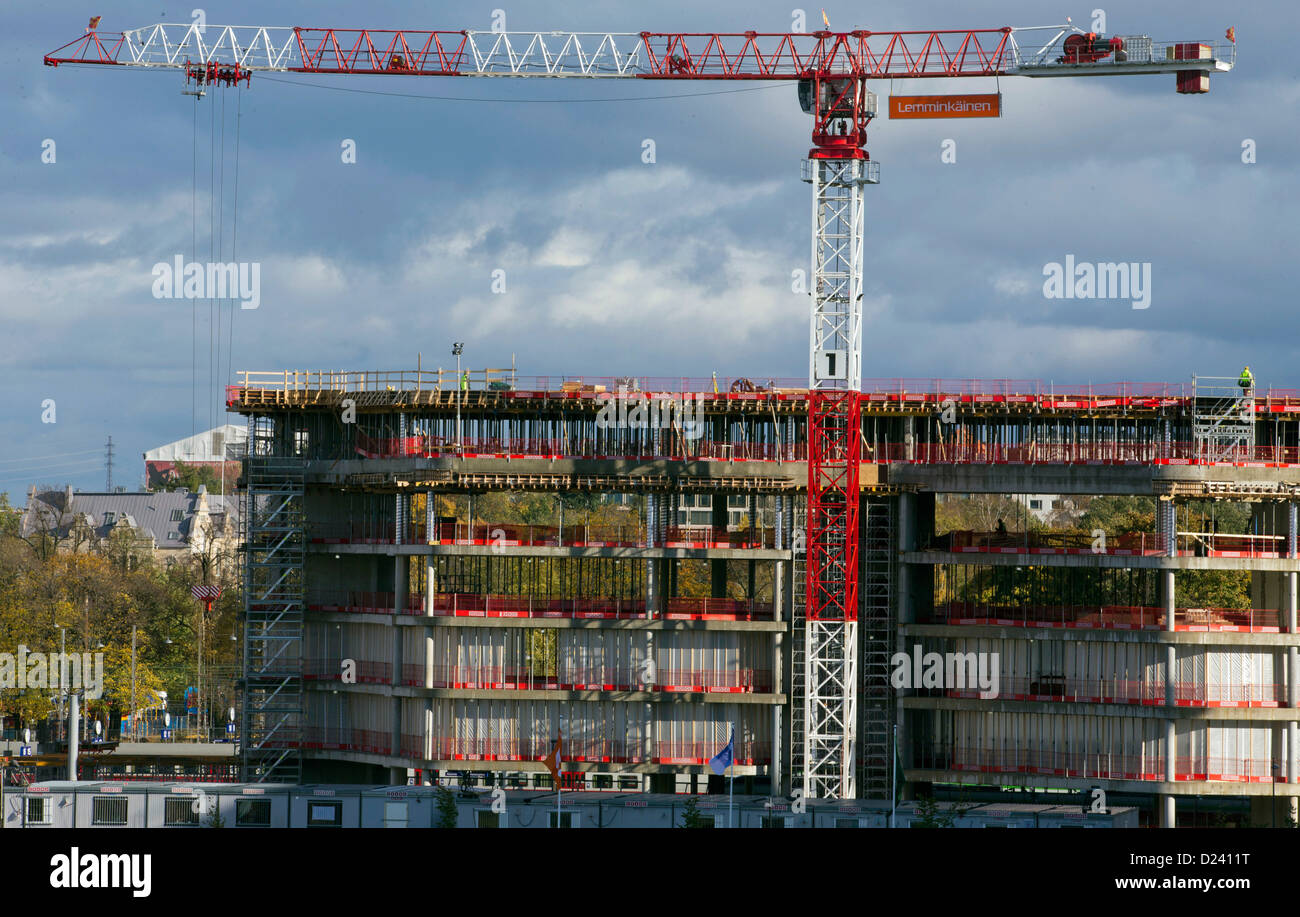 Construction side in the newspaper and media district of Helsinki ...