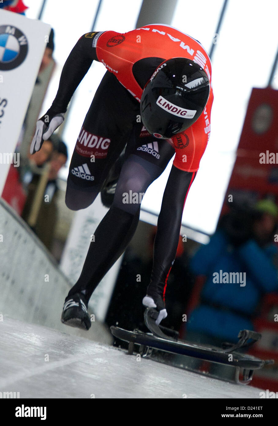 German skeleton pilot Frank Rommel in action during the Skeleton World ...