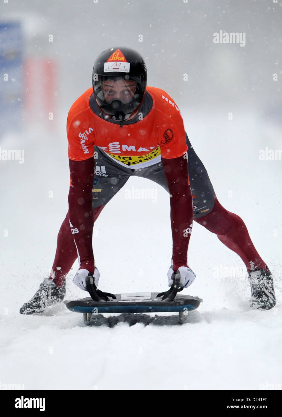 Latvian skeleton pilot Martins Dukurs in action during the Skeleton ...