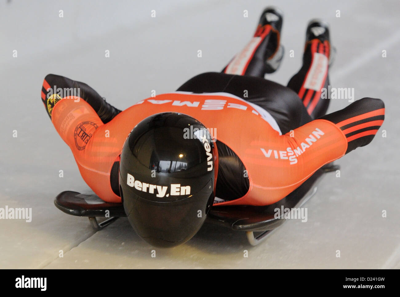 German skeleton pilot Alexander Kroeckel in action during the Skeleton ...