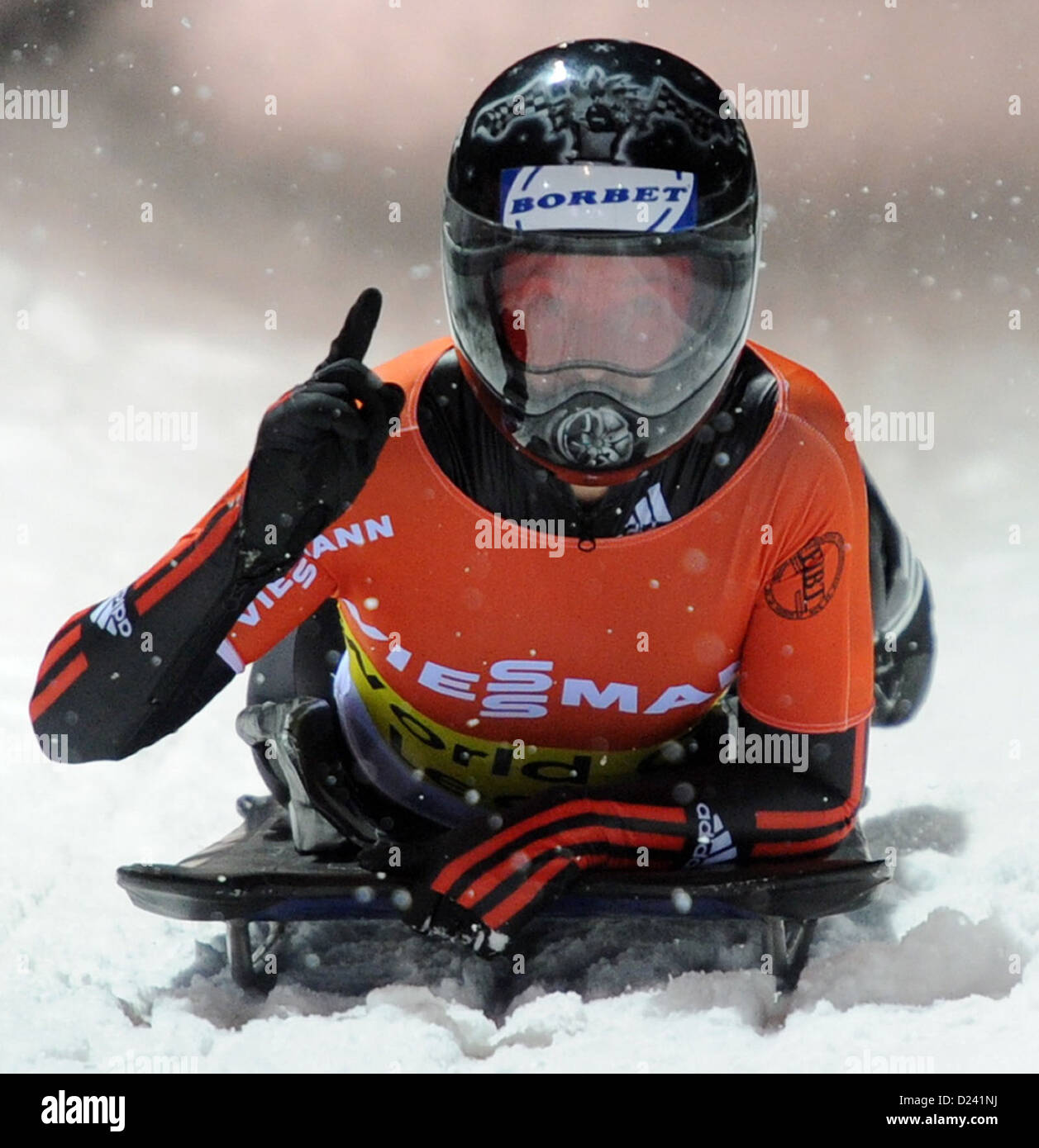 German skeleton pilot Marion Thees in action during the Skeleton World ...