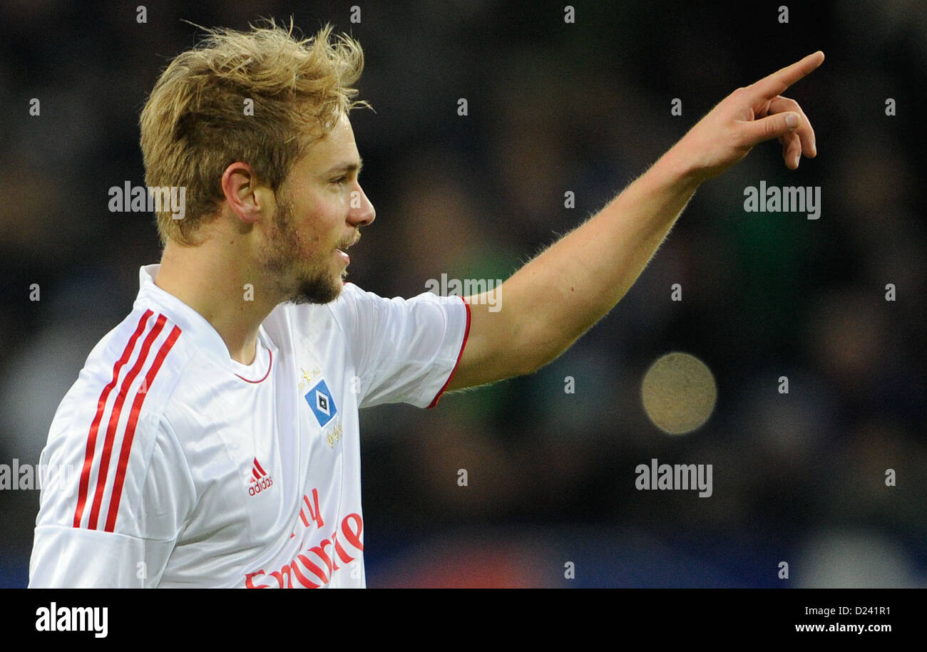 Hamburgs' Maximilian Beister gestures after scoring 2:0 during the ...