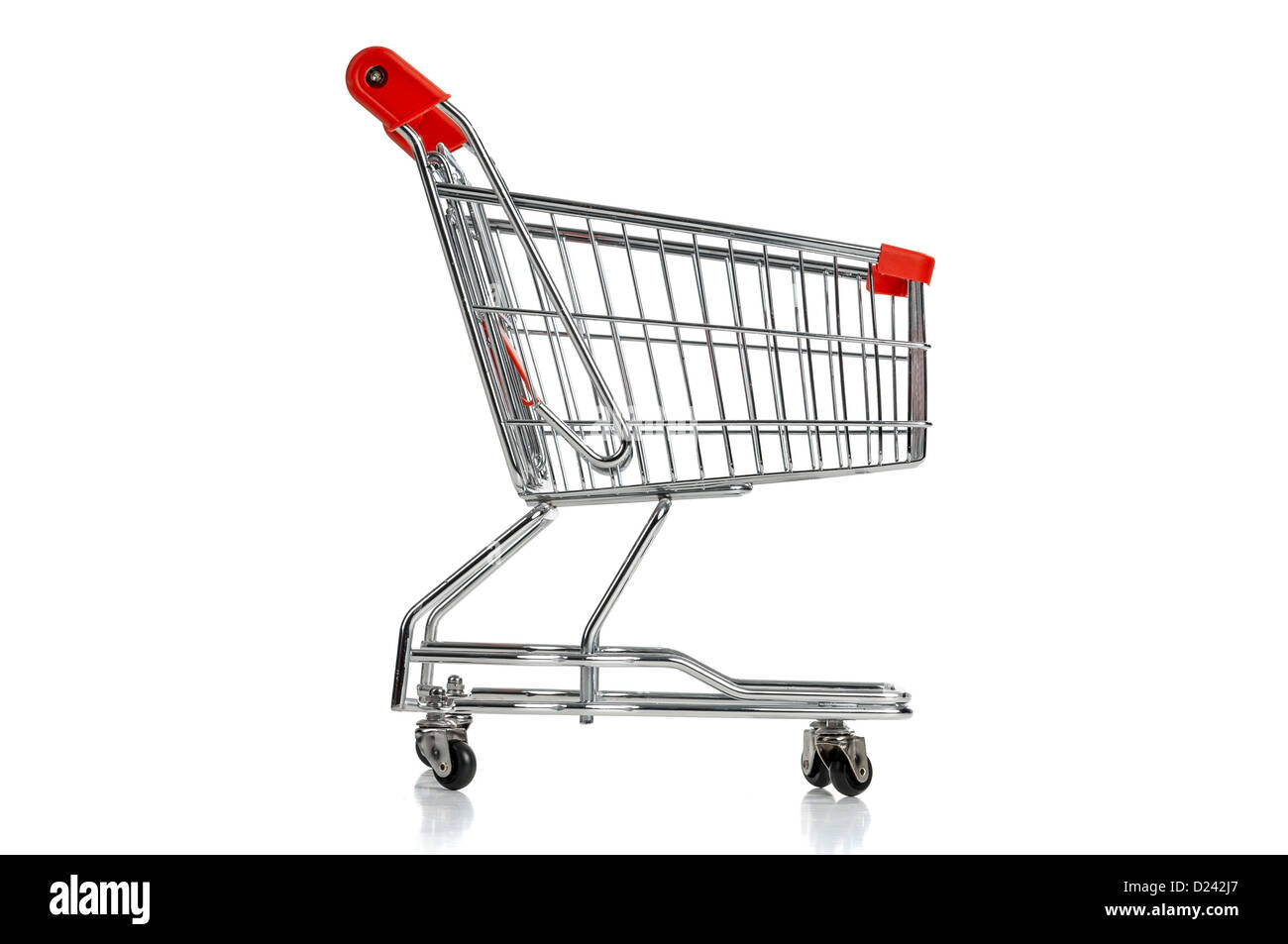 Red shopping cart isolated in white Stock Photo - Alamy