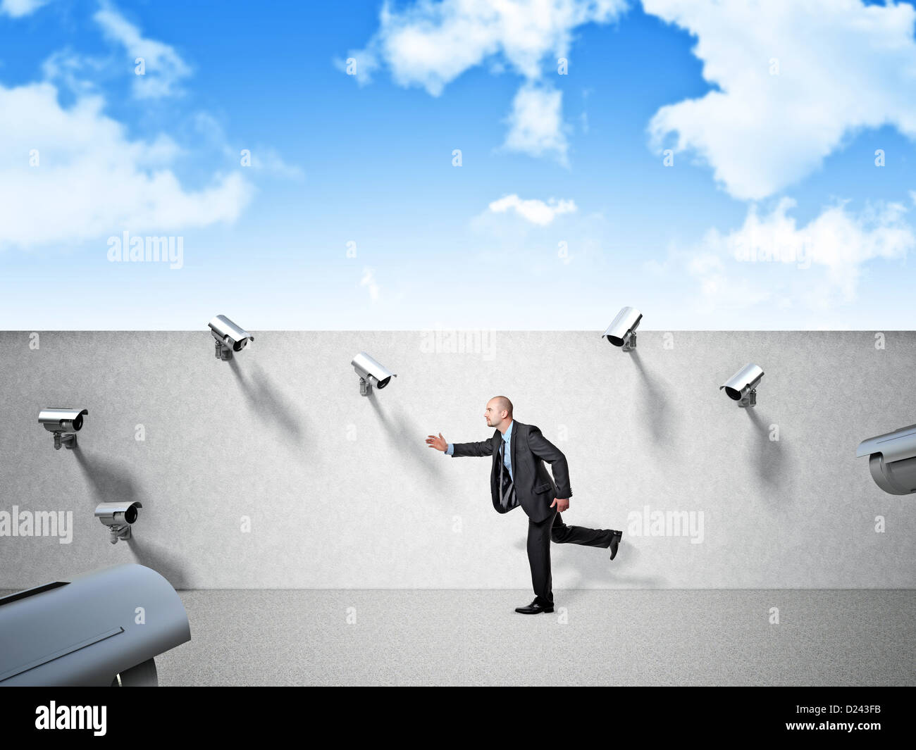 running business man and cctv cameras Stock Photo - Alamy