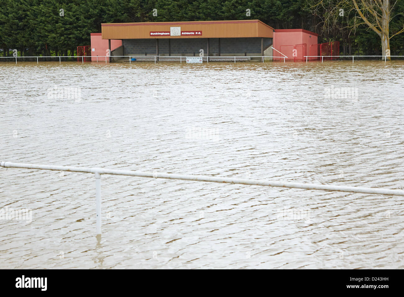 Flooded football pitch at Buckingham Athletic Football Club in ...