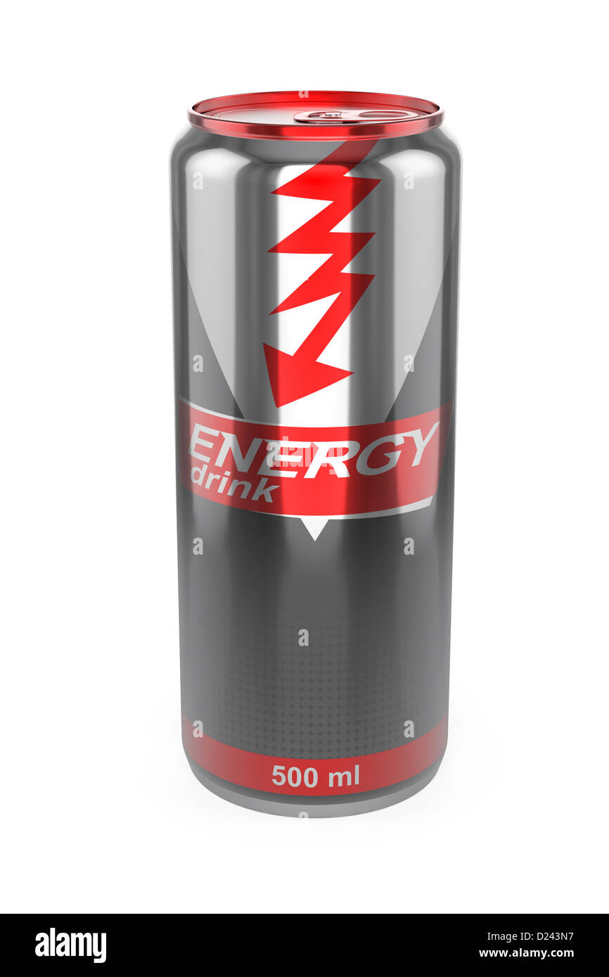 Energy drink can on white background Stock Photo - Alamy