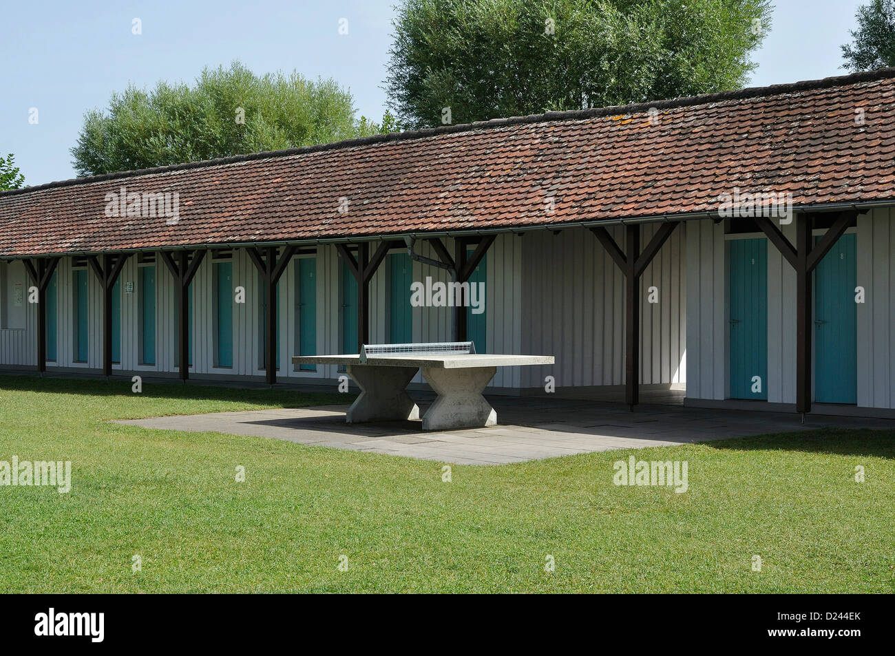 Germany, Baden Wuerttemberg, View of dressing room with ping pong table ...