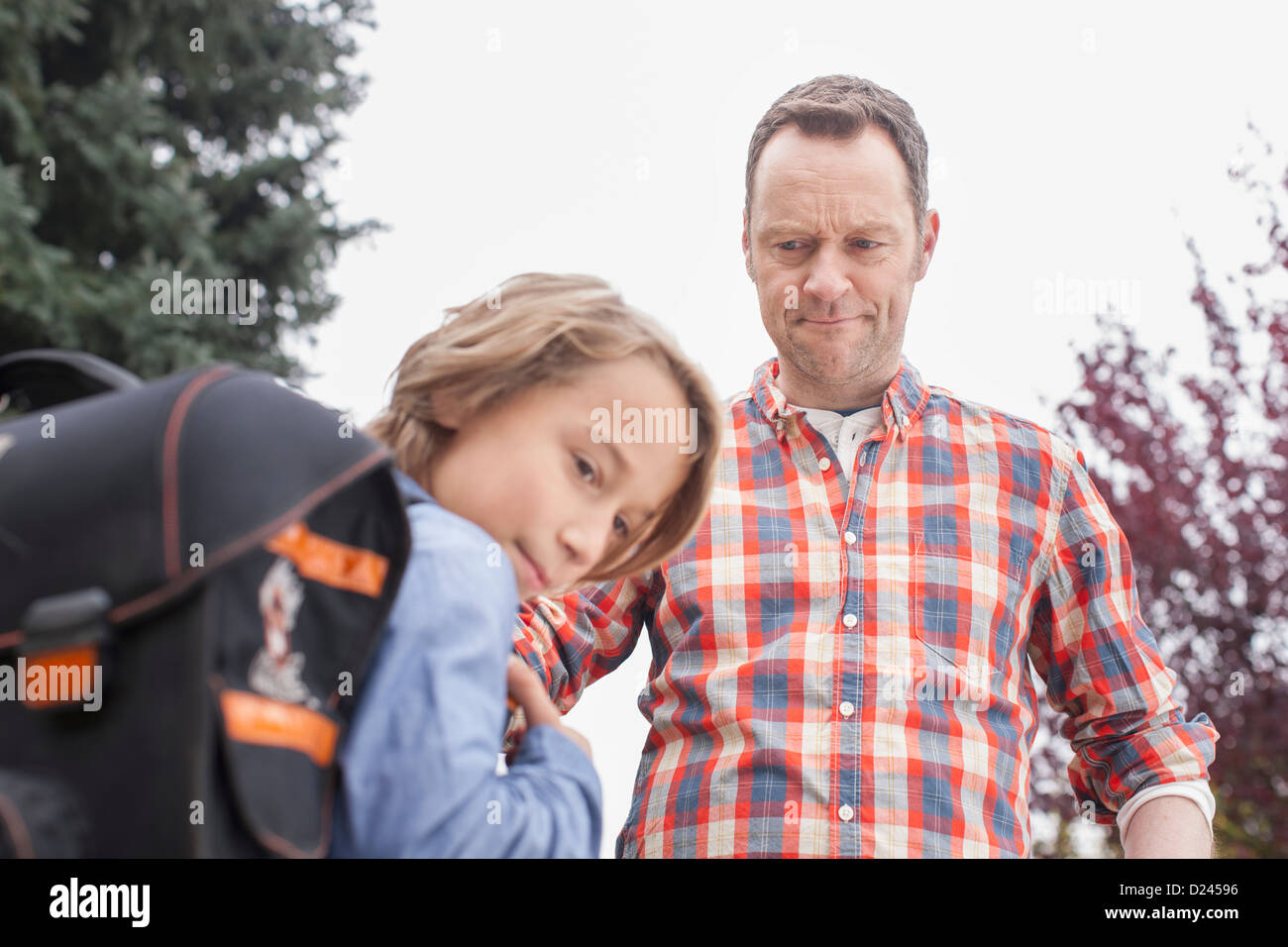 Germany, Leipzig, Father angry with son while going school Stock Photo ...
