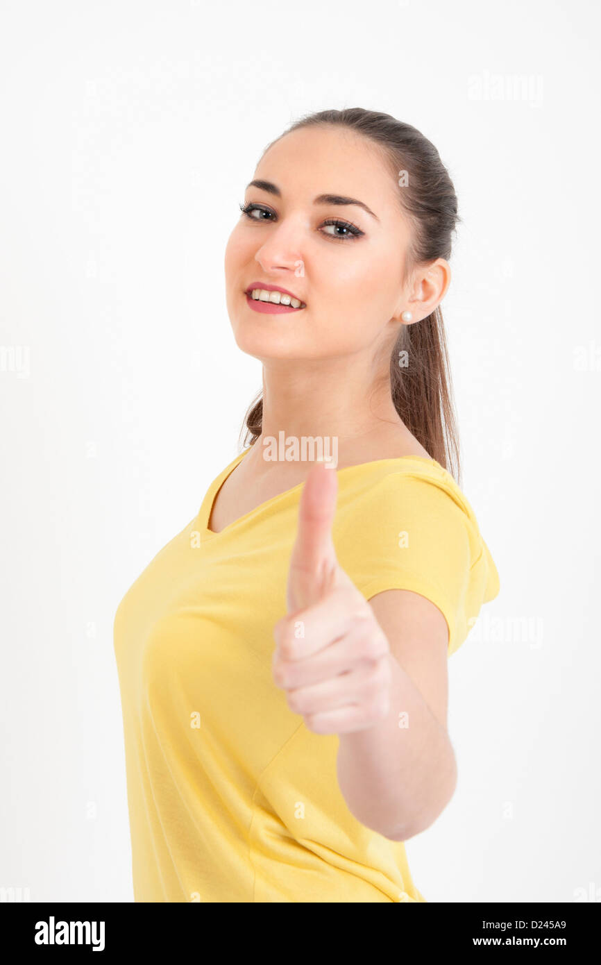 Young woman giving thumbs up Stock Photo - Alamy Young woman giving thumbs up Stock Photo - Alamy