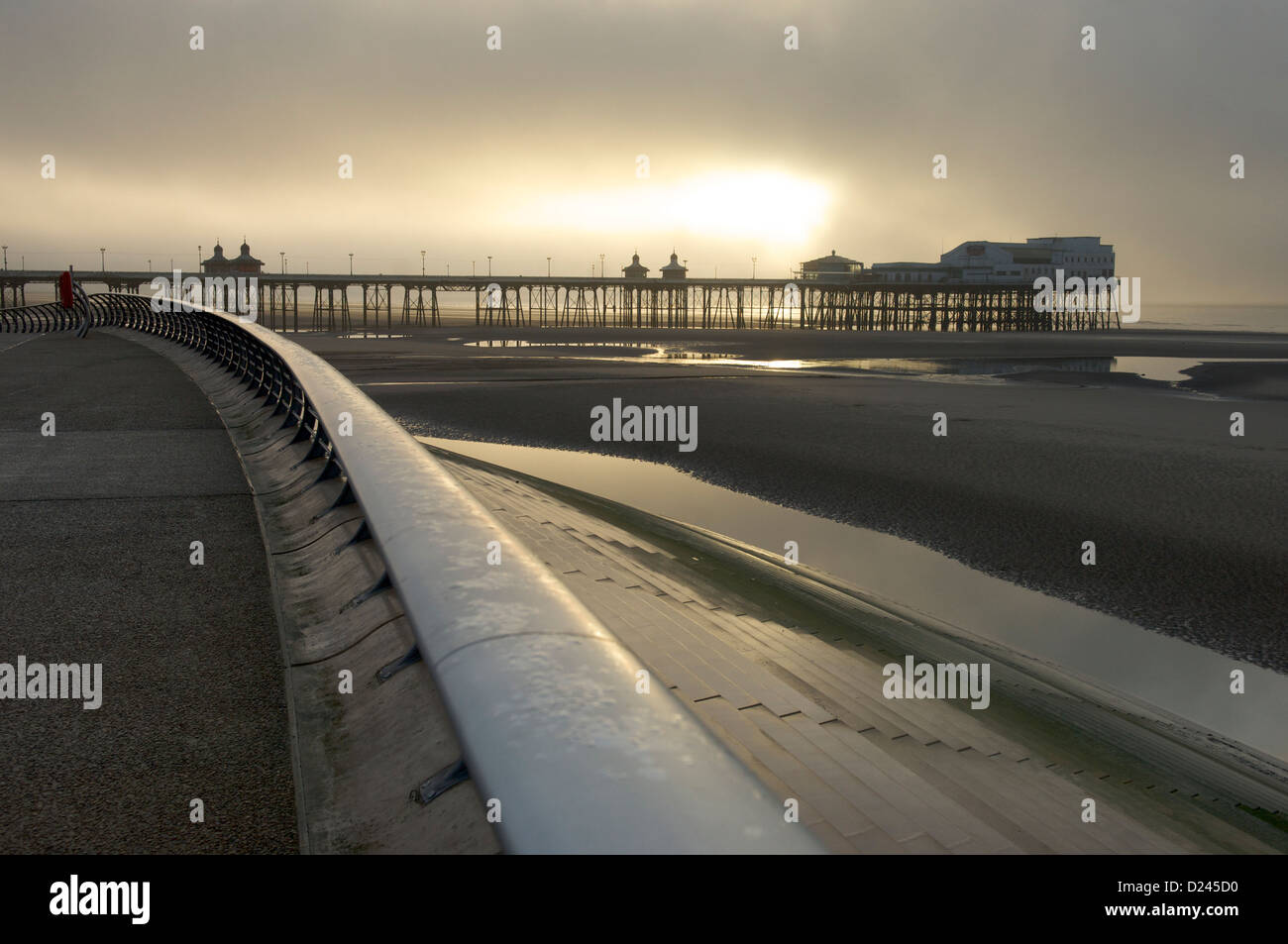North beach railings barrier seaside storm stormy threatening blackpool ...