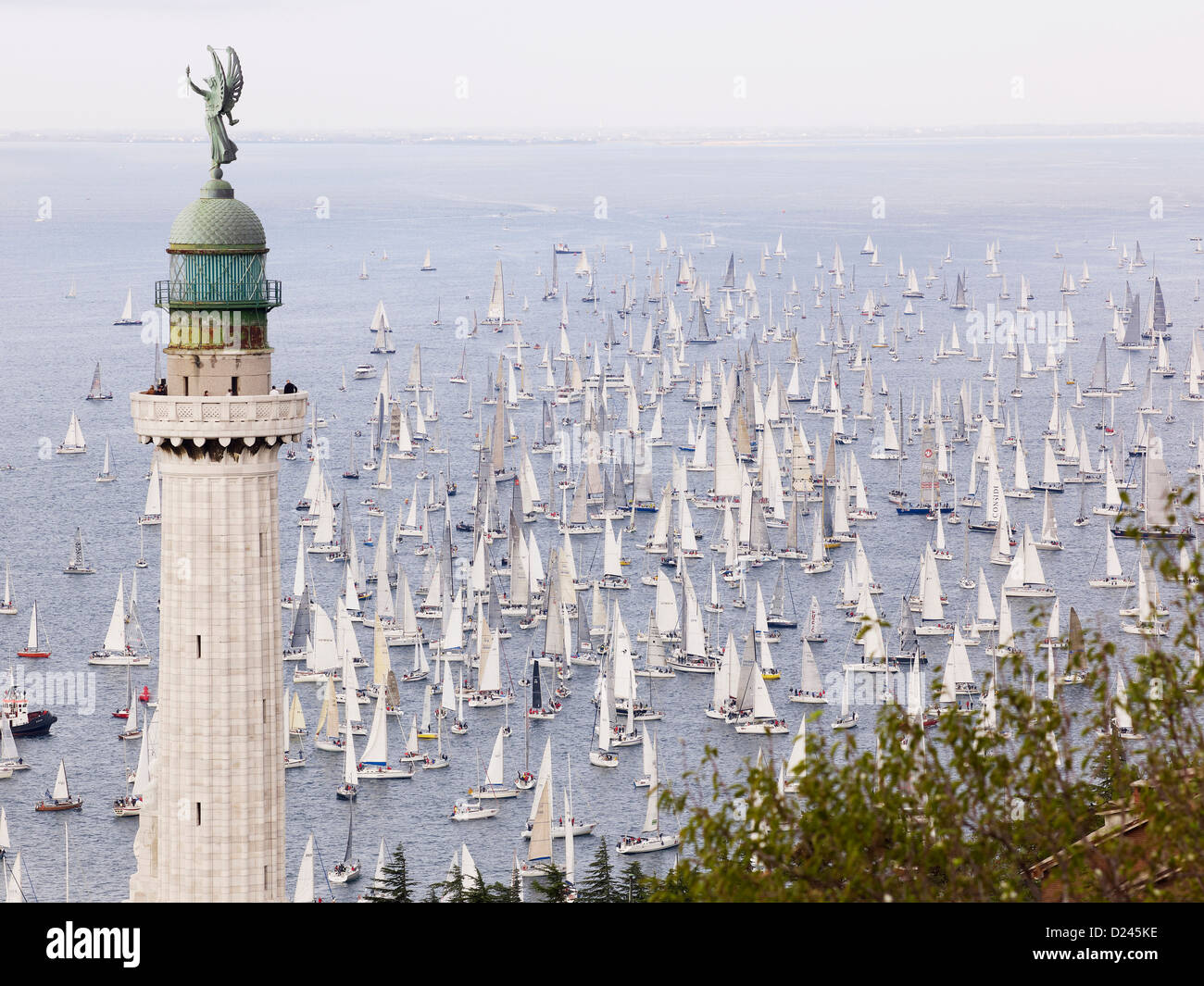 Italy, Sailing boats racing across Gulf of Trieste in annual boat race ...