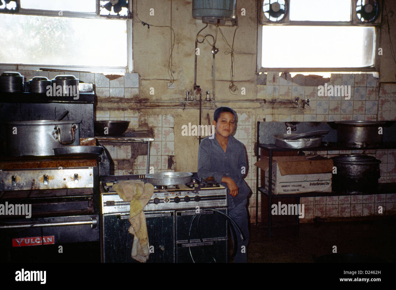 Near Ibb Yemen Boy in Kitchen of Typical Cafe Stock Photo - Alamy