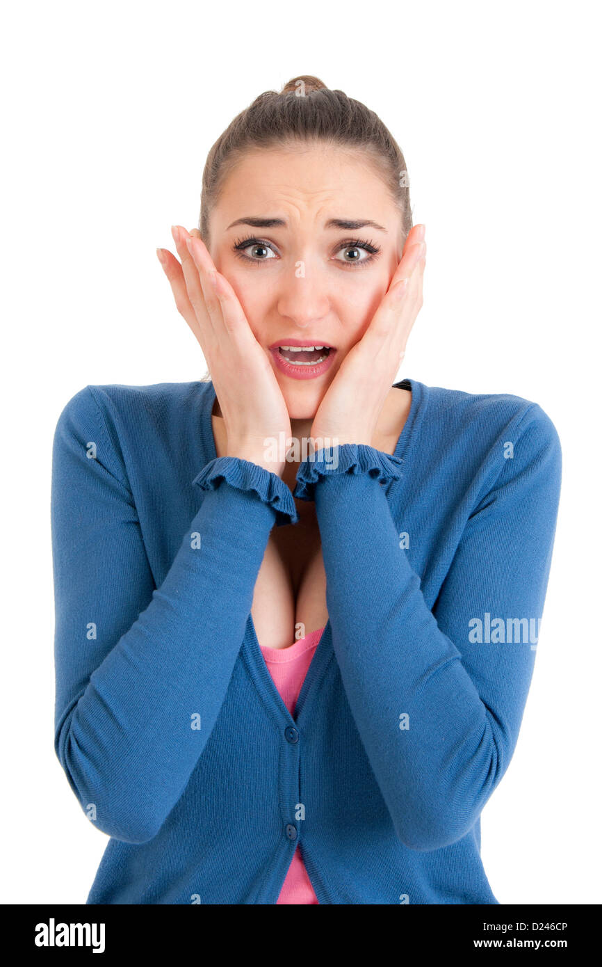 Portrait of a shocked woman gesturing Stock Photo - Alamy