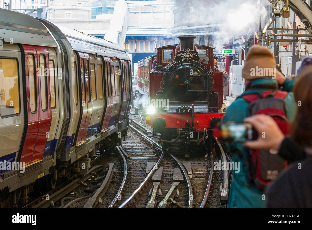 London, UK. 13th January 2013. The Underground 'Pioneer' passes through ...