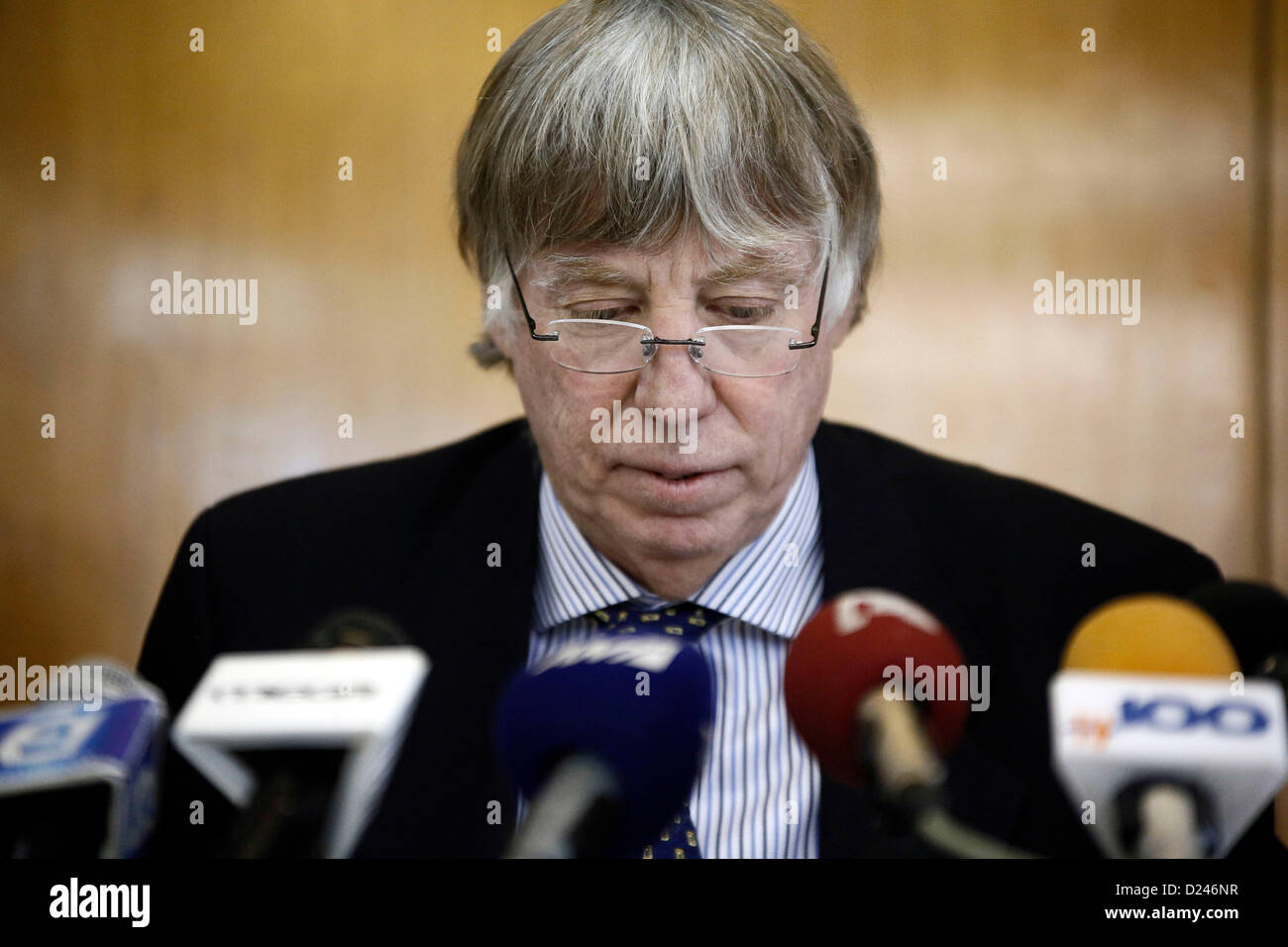 Thessaloniki, Greece. Jan. 14, 2013. Richard Hunter on the podium ...