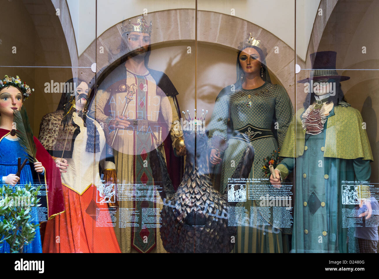 Spain, Barcelona, the 'Gegants De La Casa De Caritat in a courtyard of ...