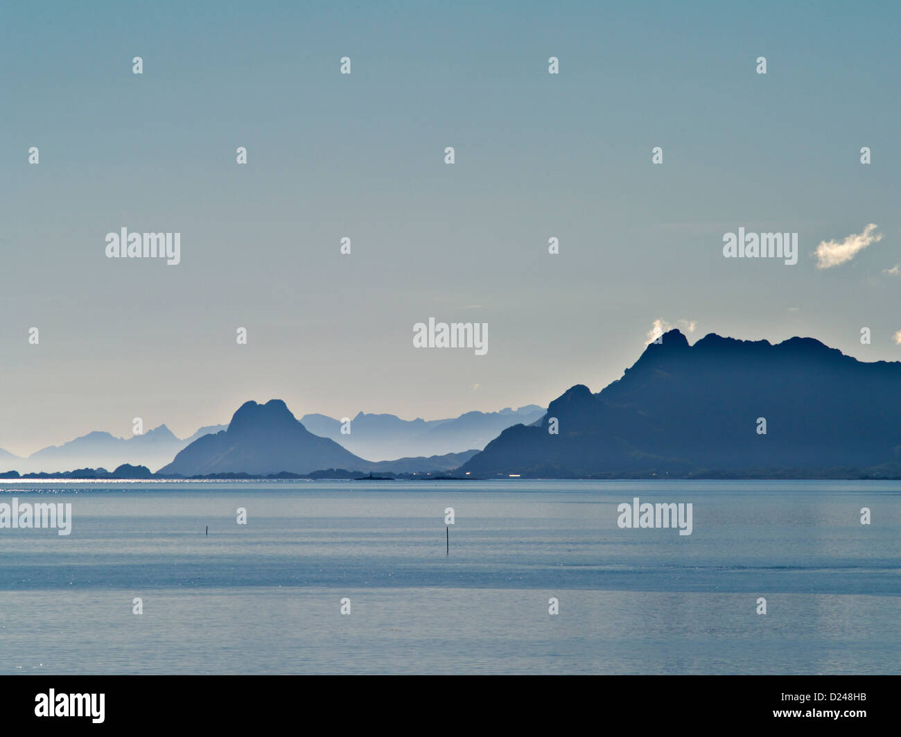 Skrova and the distant Lofoten islands in arctic Norway seen from the ...