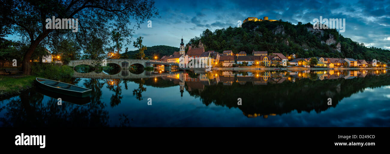 Germany, Bavaria, View of Kallmunz Castle with town and old stone ...