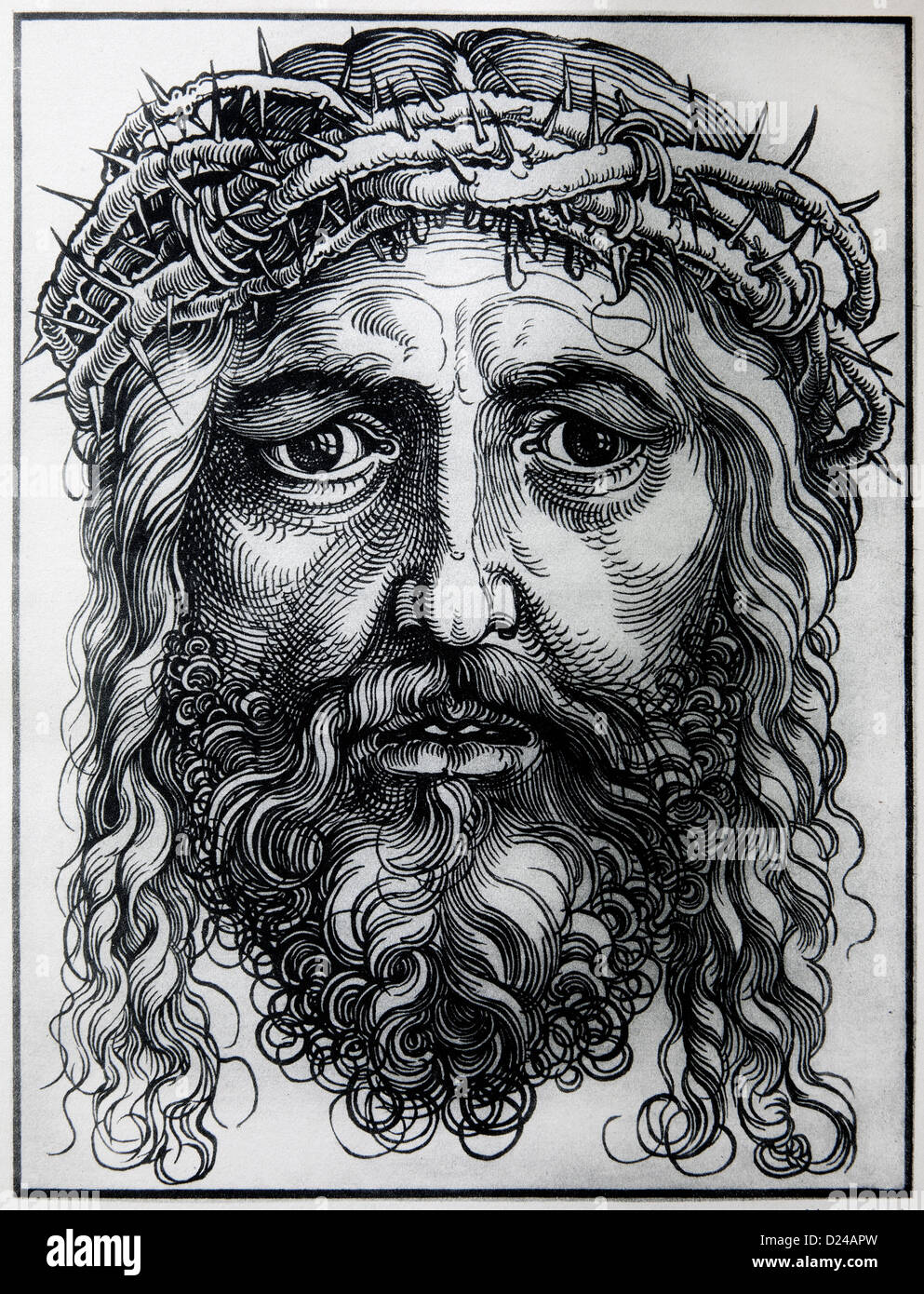 GERMANY - 1928: Lithography of Head of Jesus Christ by Albert Durer ...