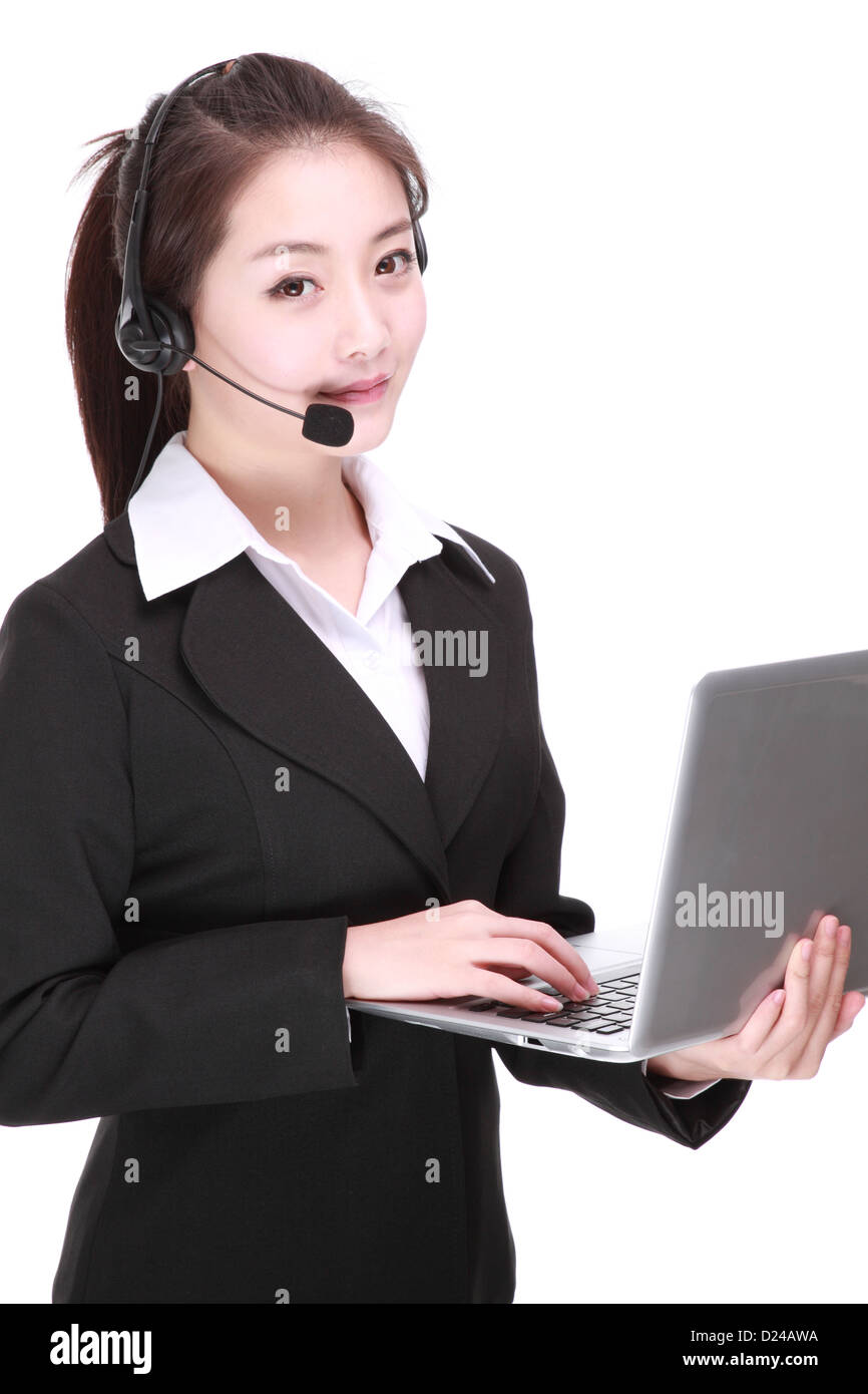 Receptionist smiling talking customer on hi-res stock photography and ...