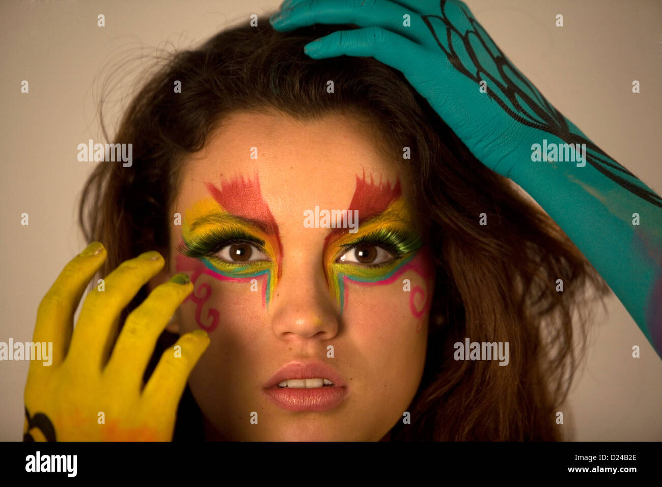 Model poses during body art hi-res stock photography and images - Alamy