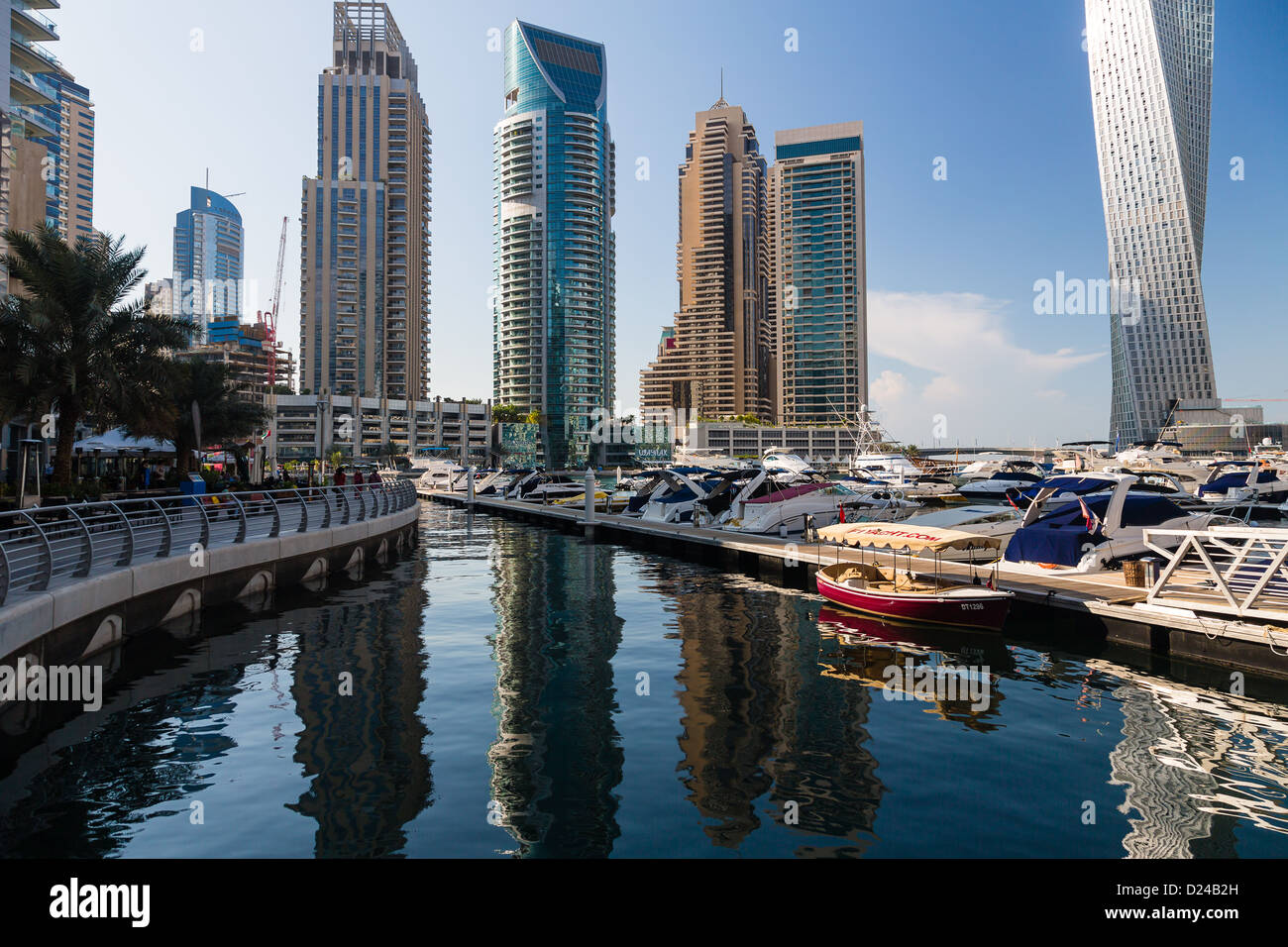 Dubai Marina with Infinity Tower skyscraper Stock Photo - Alamy