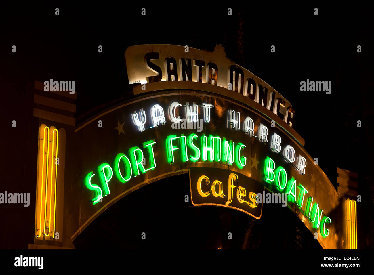 SANTA MONICA PIER NEON SIGN SANTA MONICA LOS ANGELES CALIFORNIA USA ...
