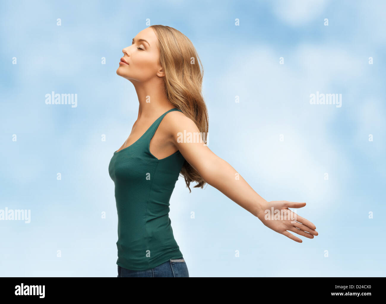 woman spreading hands Stock Photo - Alamy