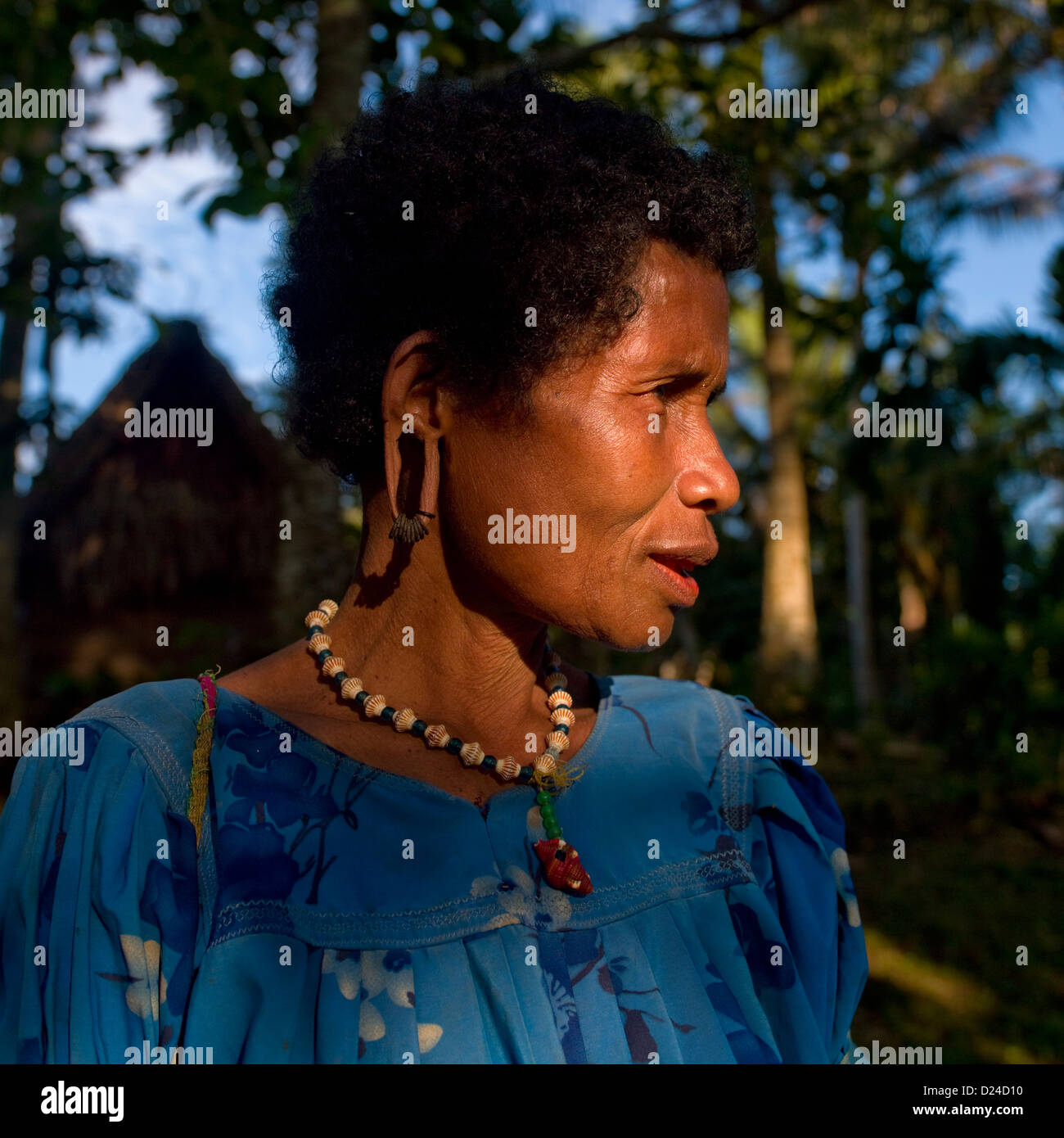 Woman Wearing Ear Rings Made With Turtle Shells, Trobriand Island ...