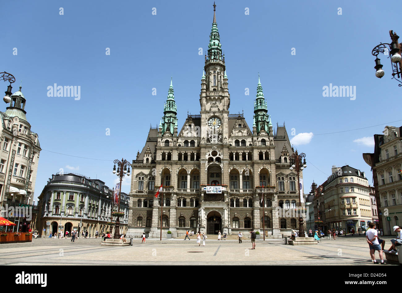 Liberec, Czech Republic, the square with the town hall in the middle ...