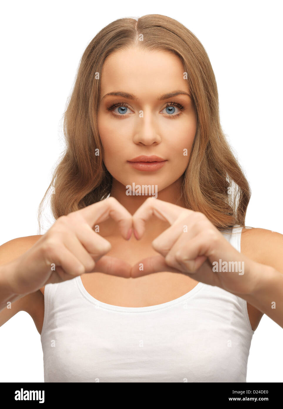 woman forming heart shape Stock Photo - Alamy