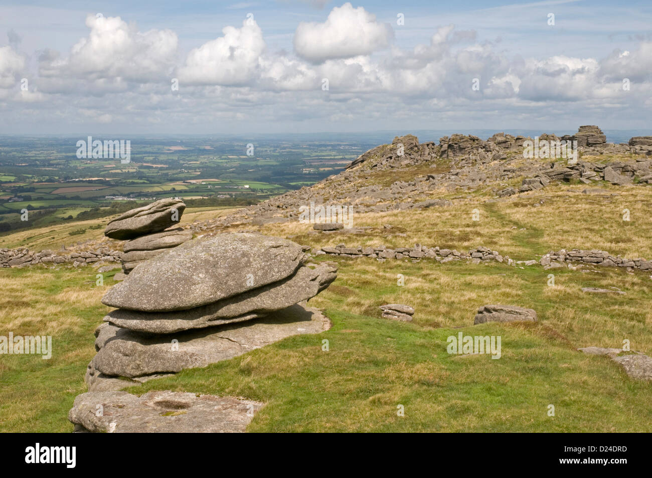 Impressive Dartmoor granite landscape on Belstone Common, looking north ...
