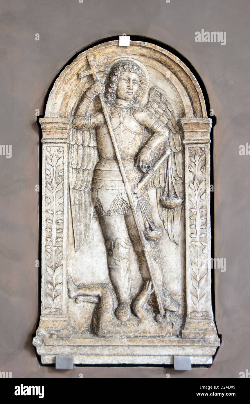 Marble relief of St George with dragon in the church of Santo Stefano ...