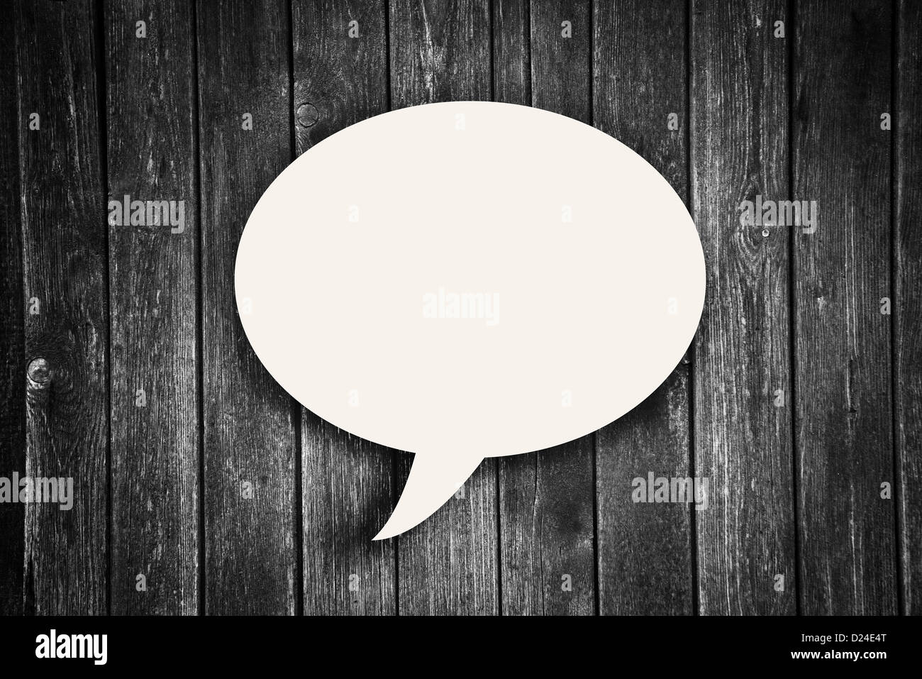 Empty speech balloon on wood background with copy space for your text ...