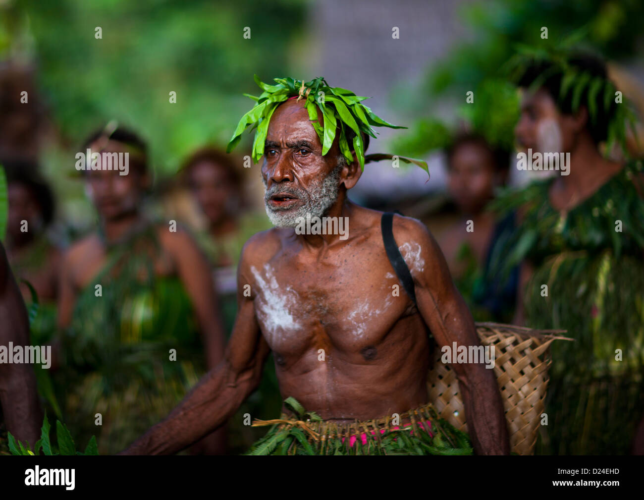 Old Man During Malagan Tatuana Masks Dance, New Ireland Island, Papua ...