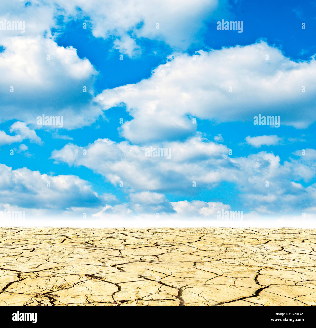 Drought landscape against bright blue sky with clouds Stock Photo - Alamy