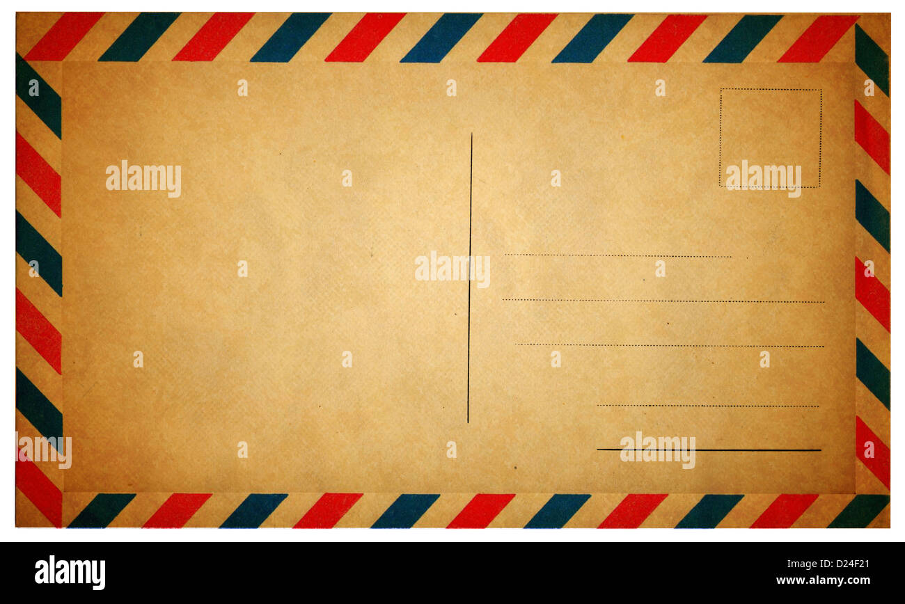 Empty vintage air mail envelope isolated on white Stock Photo - Alamy