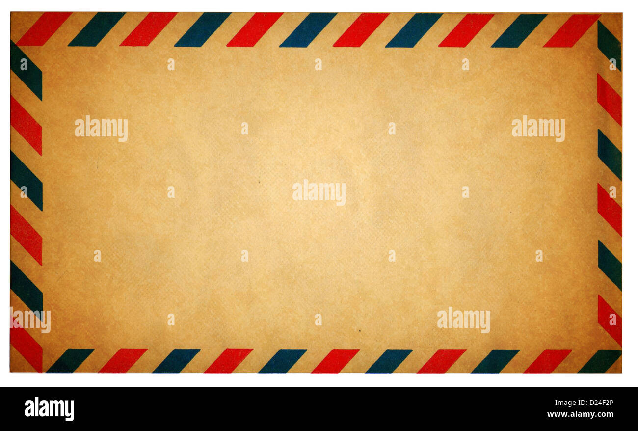 Empty vintage air mail envelope isolated on white Stock Photo - Alamy