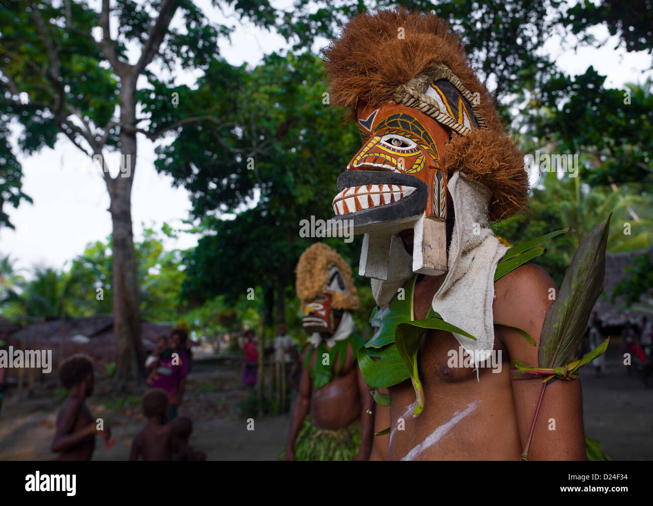 Malagan Tatuana Masks Dance, New Ireland Island, Papua New Guinea Stock ...