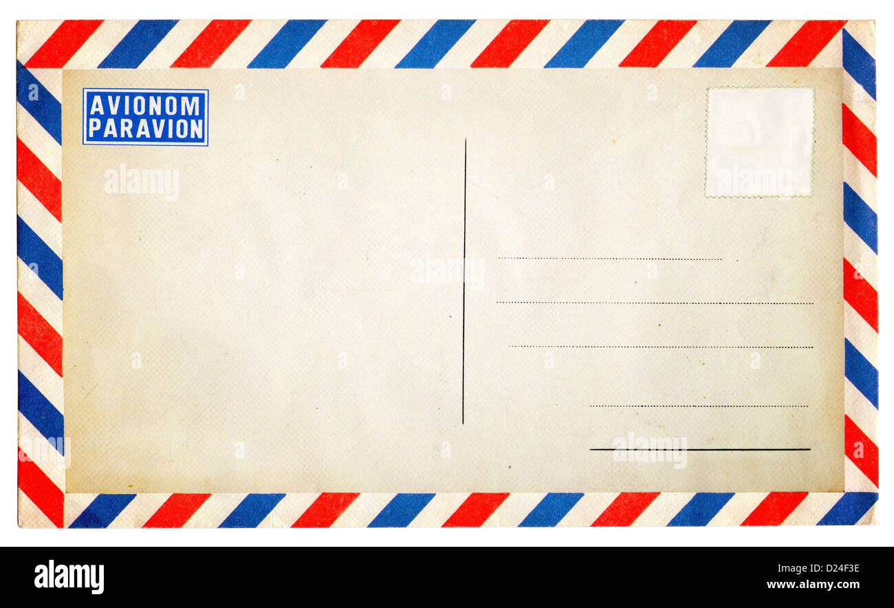 Empty vintage air mail envelope isolated on white Stock Photo - Alamy