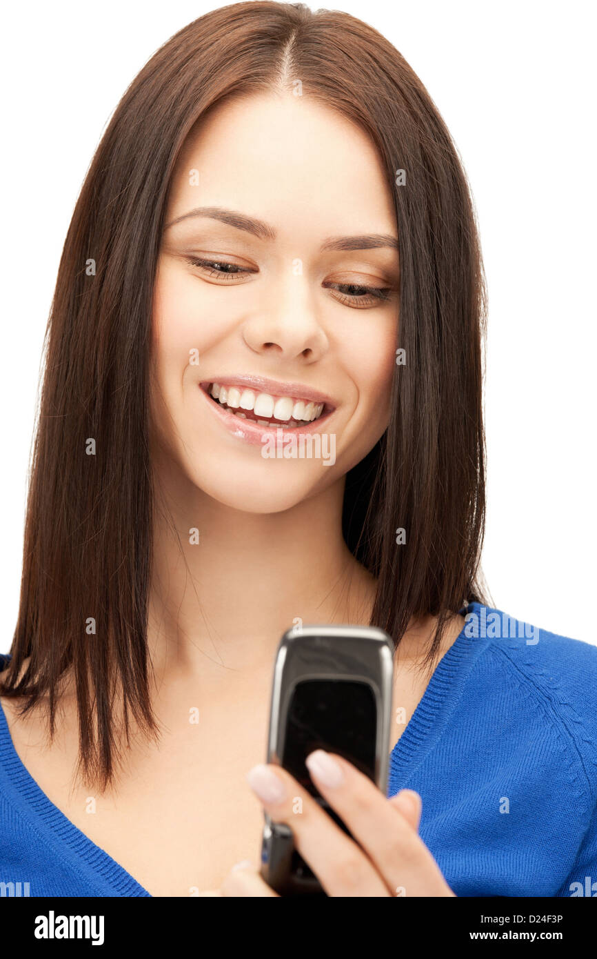 woman with cell phone Stock Photo - Alamy